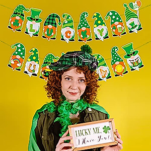 JKQ St. Patrick's Day Gnomes Banner Saint Patrick's Day Lucky Shamrock Beers Gold Coins Gnome Garland Banner Irish Lucky Day Gnome Decorations St. Patty's Day Wedding Birthday Party Supplies