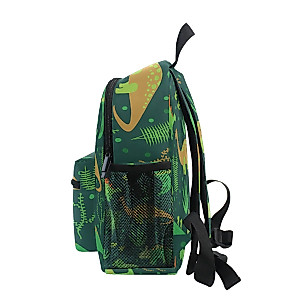 Green Dinosaurs Preschool Backpack with Chest Strap,Mini Toddler Backpack Daycare Toy Bag for Boys Girls,10 x 4x 12 Inches
