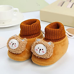 Lykmera Winter Socks Shoes for Baby Children Toddler Boys Girls Floor Shoes Warm Cute Cartoon Bunny Penguins Socks Shoes (C, 12-18 Months)