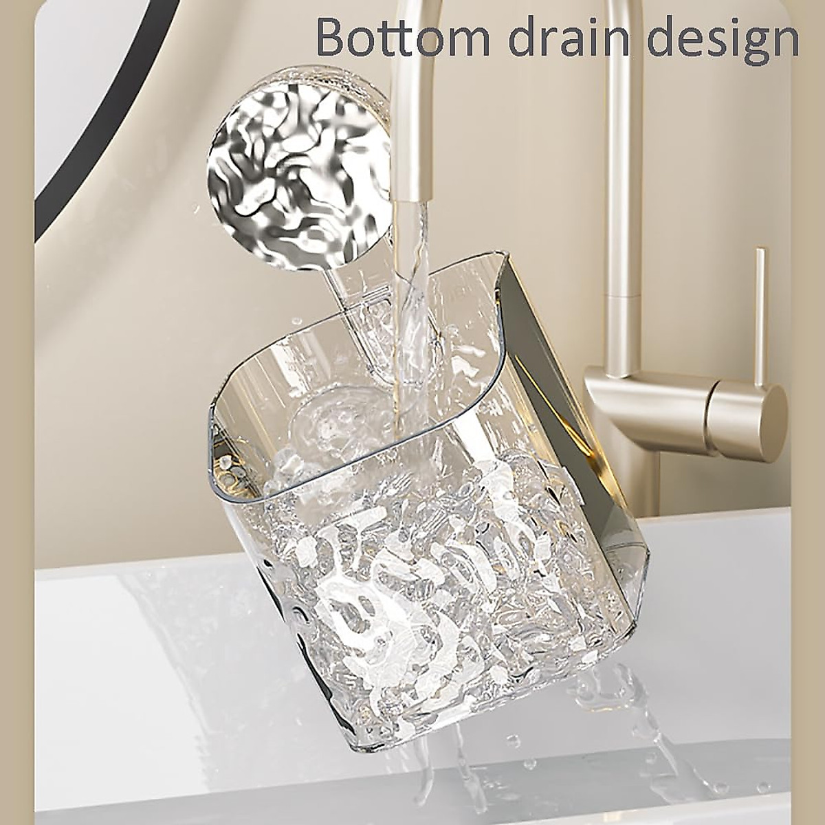 Cenbini Androf Acrylic Transparent Shower Storage, Raidley Easymount Bathroom Storage Shelf - No Drilling Required, Raidley No Drill Clear Wall Caddy Large Capacity, Drainage (Transparent Color, L)