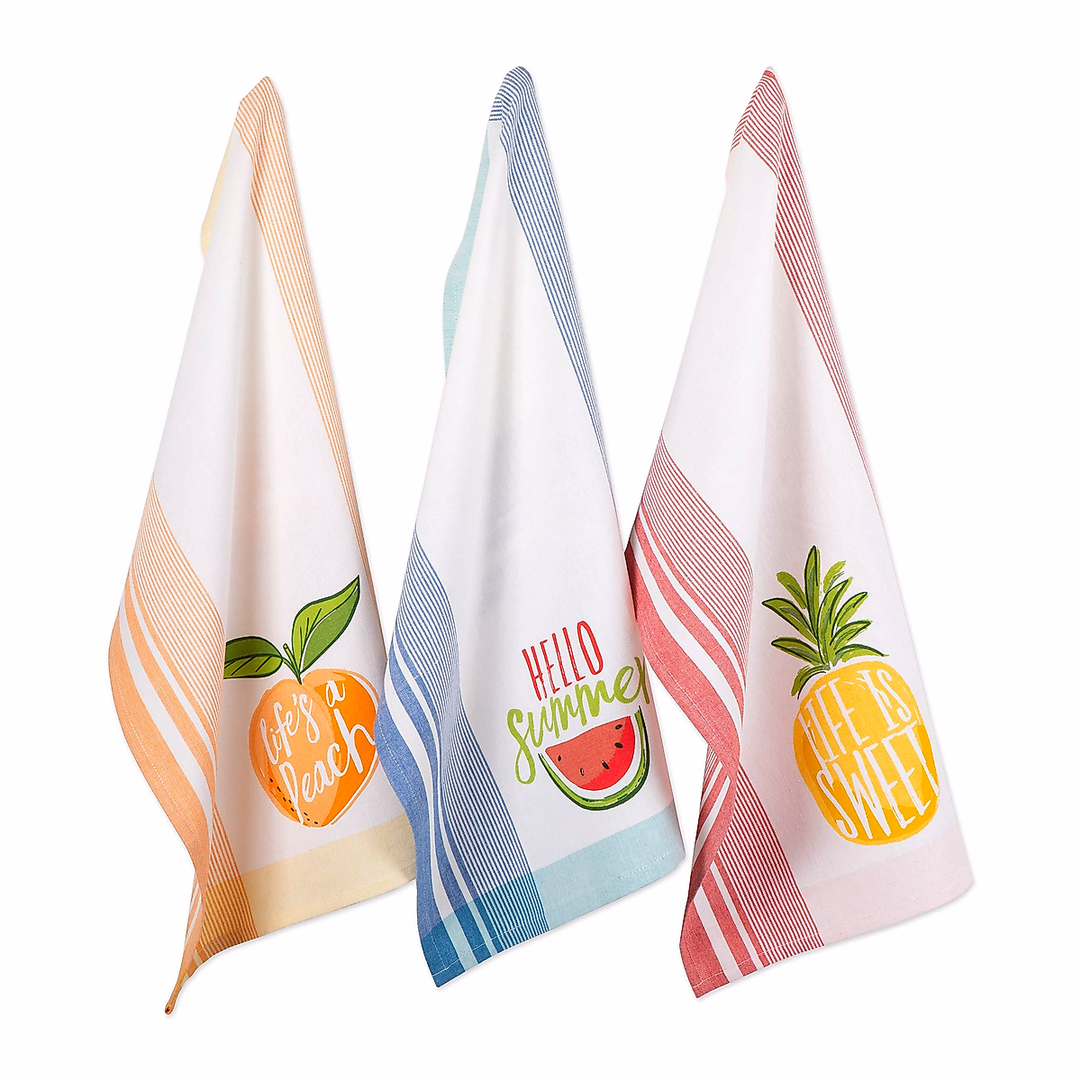 DII Watermelon Collection Kitchen, Dishtowel Set, Hello Summer 3 Piece
