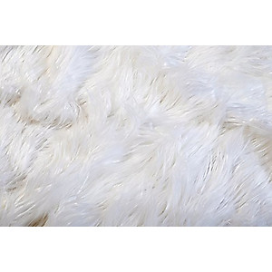 Luxury Fluffy Faux Fur Throw Blanket, Mongolian Long Hair White 50" x 60"