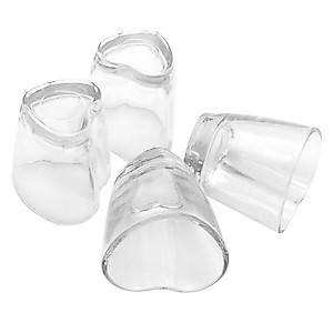Heart Soju Shot Glasses Set Set of 4 and Silicone Rubber Bottle Caps 4Pcs 1.7 oz, Korean Soju, Whiskey, Tequila, Vodka, Espressos, Desserts, Party Decorations, Clear Glass (Heart)