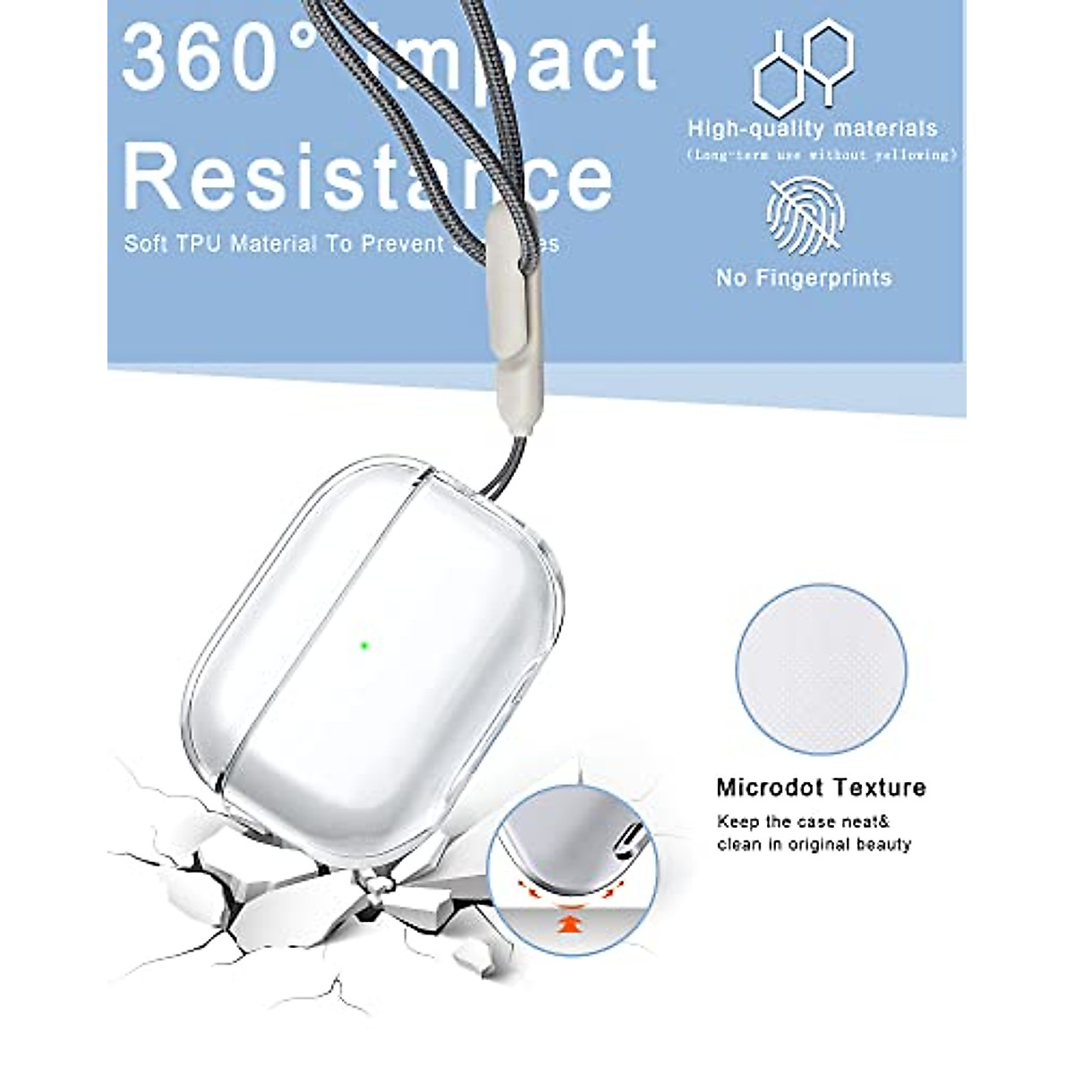 12in1 Clear AirPod Pro 2 Case Transparent Soft TPU Protective Cover Skin Accessories Set Kit, Crystal Case for Apple AirPod Pro 2nd Generation Clear Case Transparent w/Hand Strap New 2022