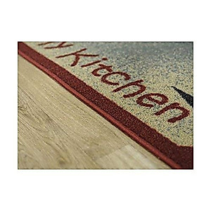 Kitchen Rugs and Mats - 18" x 31" - Non Skid, Rubber Back - Love My Kitchen, Heart Utencil Themed - Doormat