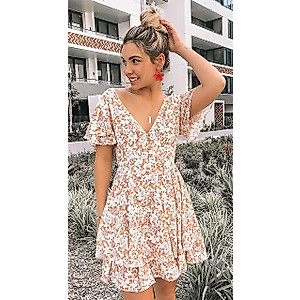 Beaded Drop Earrings Statement Colorful Beaded Flower Earrings Handmade Bohemia Tropical Beadwork Dangle Earrings For Woman (rose red)