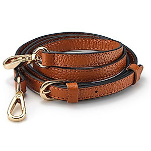 SeptCity Grain Leather Adjustable Shoulder Straps -1.2 CM Width (Brown)