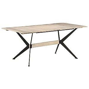 ULUYYUC Dining Table 70.9"x35.4"x29.9" Solid Mango Wood,Multifunctional Party Table Kitchen Tables Living Room Furniture Outdoor Table for Living Room, Kitchen, Backyard, Wedding