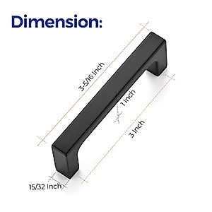 Ravinte Square Cabinet Handles 10 Pack, Solid Kitchen Cabinet Pulls Drawer Pulls Kitchen Cabinet Hardware Flat Handles, 3 Inch, Matte Black