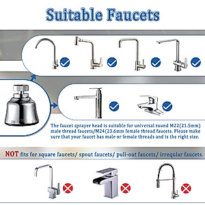 Sink Faucet Sprayer Attachment, Upgrade 4 Mode Adjustable Kitchen Faucet Head, Movable Kitchen Tap Head 360° Rotatable with Extension Hose, Anti-Splash Sink Sprayer Facuet Nozzle Head Water Saving