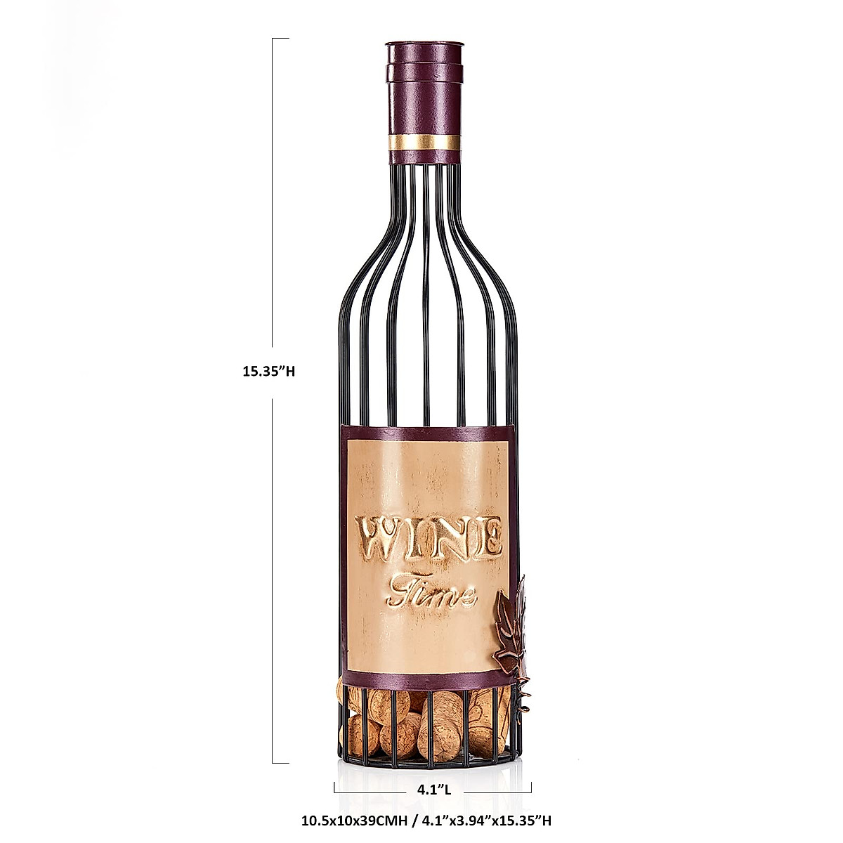 Aayla Wine Cork Holder - Wine Time Cork Storage, Black and Antique Gold, Unique Gift for Wine Lovers (Wire Champagne Shape, Holds Approximately 55 Corks)