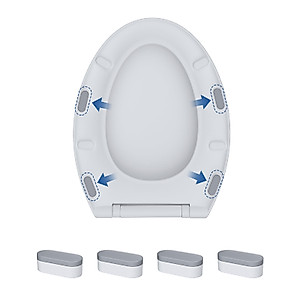 Hibbent 4 pieces Toilet Seat Bumpers for Bidet, Strong Adhesive Toilet Seat Bumpers for Use with Bidet Attachment, Universal Buffer Toilet Lid Rubber Bumpers, Grey