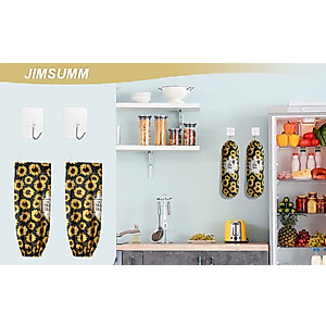 2 Pcs Plastic Bag Holder, Wall Mount Plastic Bag Organizer, Washable Large Grocery Bag Storage Dispenser, Shopping Bags Carrier for Home Kitchen Travelling, 22x9 in shopping bag carrier (Sunflower)