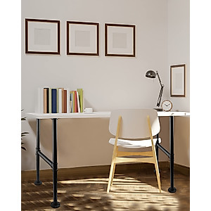 MUZIK 30 Inch Industrial Table Legs, 2 Pack Grey Steel Metal Pipes Vintage Furniture Legs, for Coffee and End Table Legs, 30 in H x 14 in W