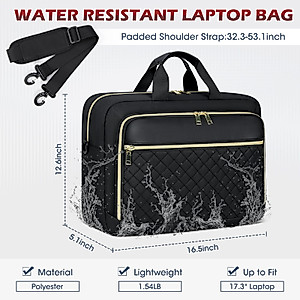 NEWHEY Laptop Bag 17.3 Inch Laptop Briefcase for Women Men Waterproof Shoulder Messenger Bag Large Computer Bag for Business Office Work College, Black