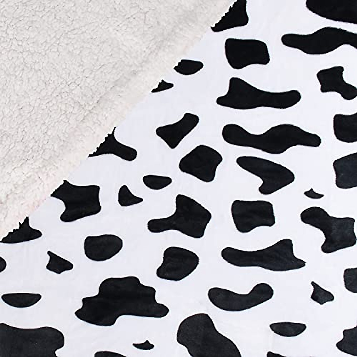 Solaris Cow Print Sherpa Fleece Blanket, Super Soft Warm Cozy Flannel Reversible Throw Blanket for Couch Sofa Bed, 50" x 60"