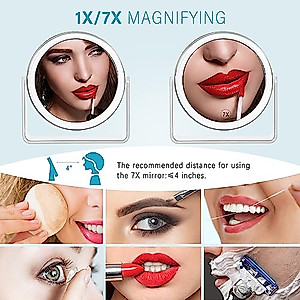 1x/7x Magnifying Makeup Mirror for Desk Double Sided 360°Rotation Desk Mirror,Portable Table Acrylic Small Standing Mirror for Cosmetic