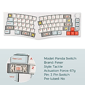 EPOMAKER Feker Alice Layout Gasket 68-Key Hot Swappable Bluetooth/2.4Ghz/ Type-C Wired/Wireless Gaming Keyboard, with 8000mAh Battery, NKRO, RGB Backlight, Dye-sub PBT Keycaps, for Win/Mac(White)