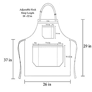 DCCPAA 100% Cotton Professional Chef Apron for men and women,Adjustable Bib with Roomy Pockets for Cooking Kitchen BBQ Grill Barber and Drawing(White)