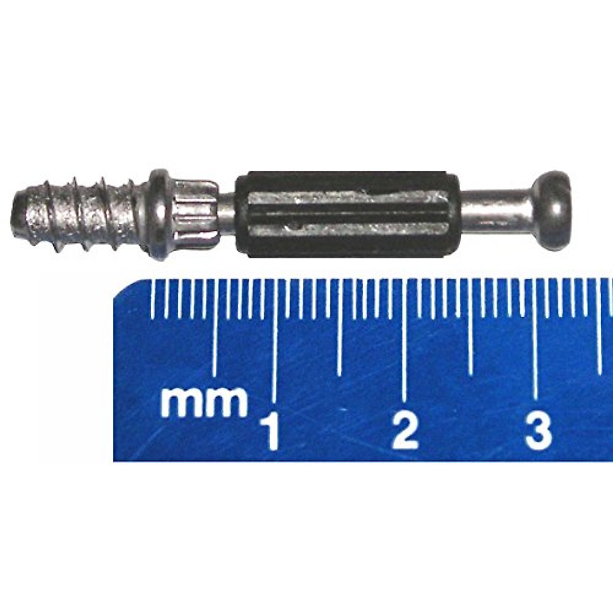 33mm Dowel Pin Bolt for Cam Lock Disc Furniture Connectors 43.5 mm Overall, Steel with Plastic Sleeve, 11mm Euro Wood Screw Thread for 5mm Hole (25 Pack)