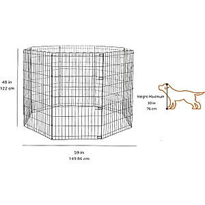 Amazon Basics Foldable Octagonal Metal Exercise Pet Play Pen for Dogs, Fence Pen, No Door, Large, 60 x 60 x 48 Inches, black