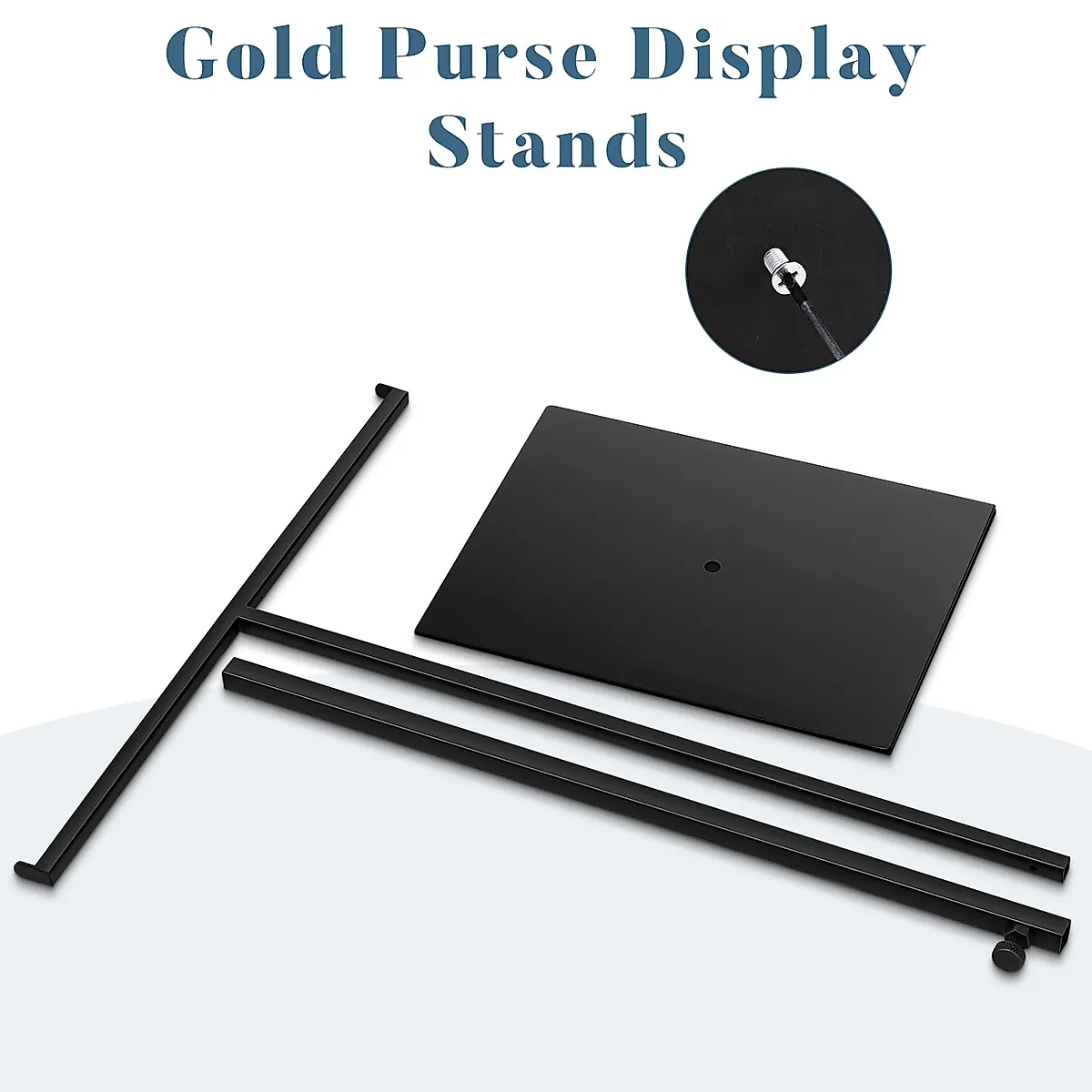 Leinuosen 4 Pcs Tabletop Purse Display Stand Metal T Bar Handbag Display Stand Holder Adjustable Height Double Hook Hanging Jewelry Stands for Home Store Boutique Counter(Black)