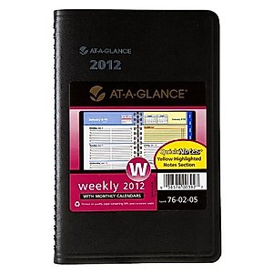 AT-A-GLANCE QuickNotes, Recycled Weekly/Monthly Appointment Book, 5 x 8 Inches, Black, 2012 (76-02-05)