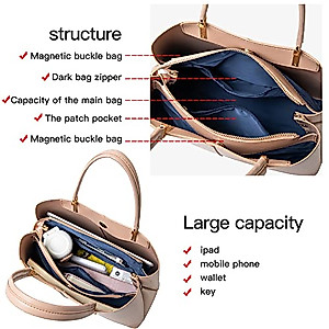 HENG REN Women's Handbags Shoulder Bags,Upgraded Version Medium Classical Style Purses Top Handle Satchel Bag for daily. (apricot)