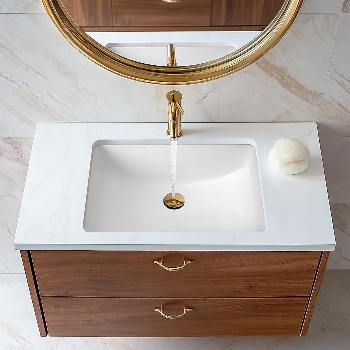 Enbol Bathroom Undermount Sink White Rectangular Ceramic Sink for Bathroom with Overflow - ECU1812 Exterior: 20 5/8" x 14 6/8" x 8 1/8"