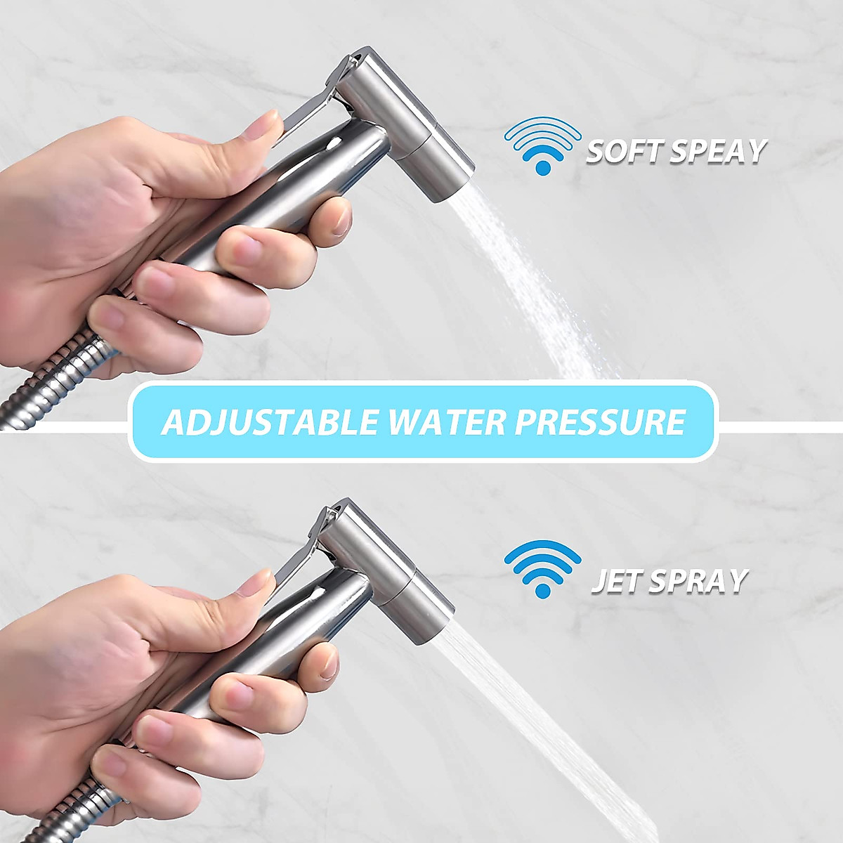 Handheld Bidet Sprayer for Toilet-Adjustable Water Pressure Control with Bidet Hose for Wash