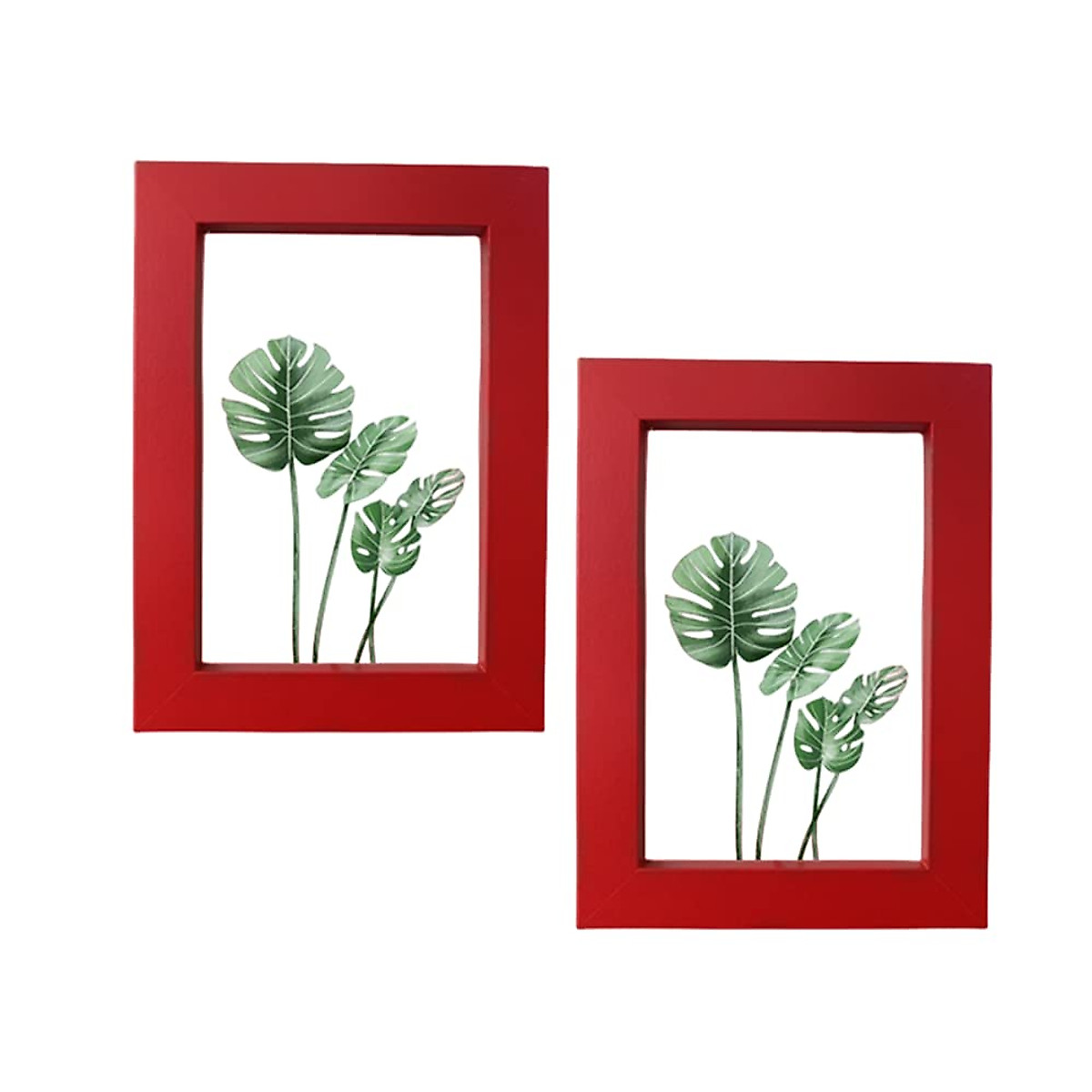 CURTEK 2-Pack 4 x 6'' Red Picture Frame with Removable Cushion Show Picture 3.6 x 5.6 Inch for Table Top Display and Wall Mounting Photo Frame