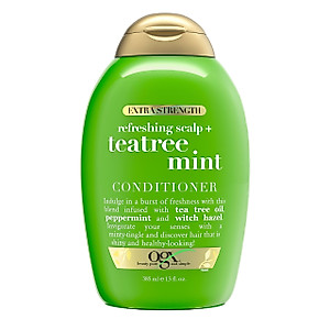 OGX Extra Strength Refreshing Scalp + Teatree Mint Conditioner, Invigorating Conditioner with Tea Tree & Peppermint Oil & Witch Hazel, Paraben-Free, Sulfate-Free Surfactants, 13 fl oz