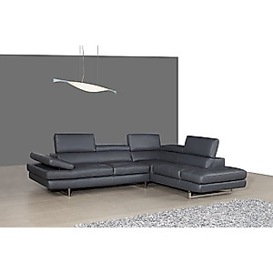 J and M Furniture A761 Italian Leather Sectional Slate Grey,