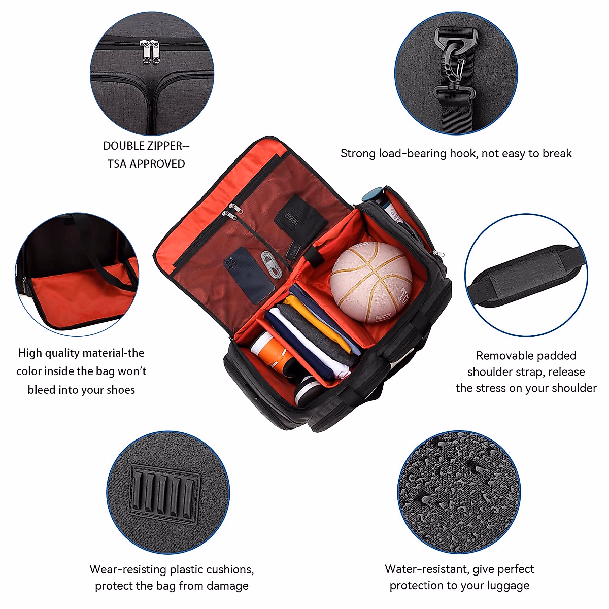 Sneaker Bag Travel Shoes Duffel Bags Men Women Gym Sports Luggage Duffle Carrying Case Bag with Divider Adjustable Compartment Portable Soccer Athletic Shoes Carrier Heavy Duty Traveling Accessories