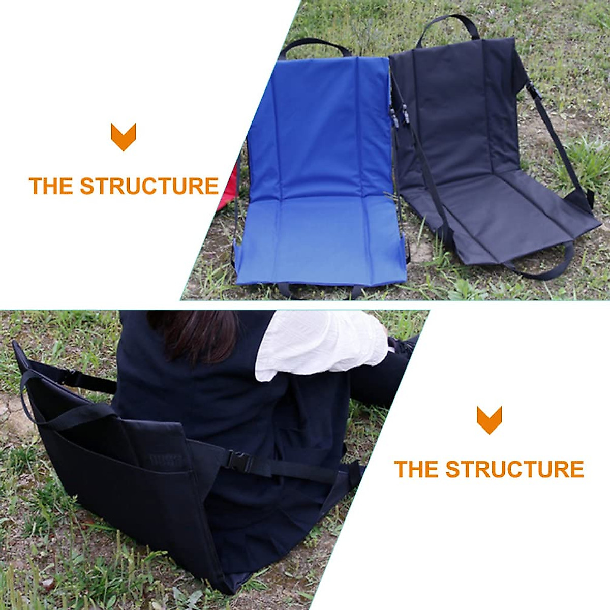 BESPORTBLE Folding Cushion Folding Chairs for Outside bleacher Seats with Backs and Cushion Wide Foldable Garden Camping Chair Lawn Chair Stadium Chair Dropshipping Oxford Cloth Picnic Chair