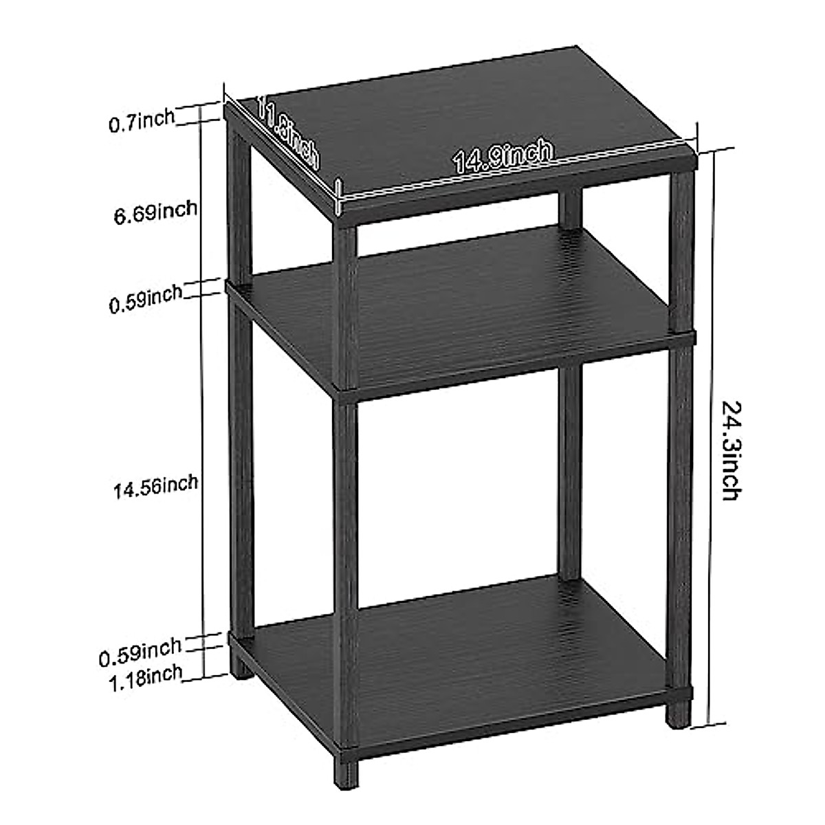 MINOSYS End Table Nightstand Bedside Table, Night Stand Accent Table for Couch, Living Room, Bedroom, Black, Easy Assembly.