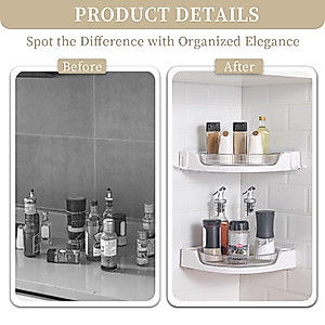 Weidace Corner Shower Caddy, 2 Pack Rotation Shower Organizer, Corner Shower Shelf with 2 Hooks, Adhesive No Drilling Wall Mounted Shelves for Bathroom, Kitchen (Transparent)