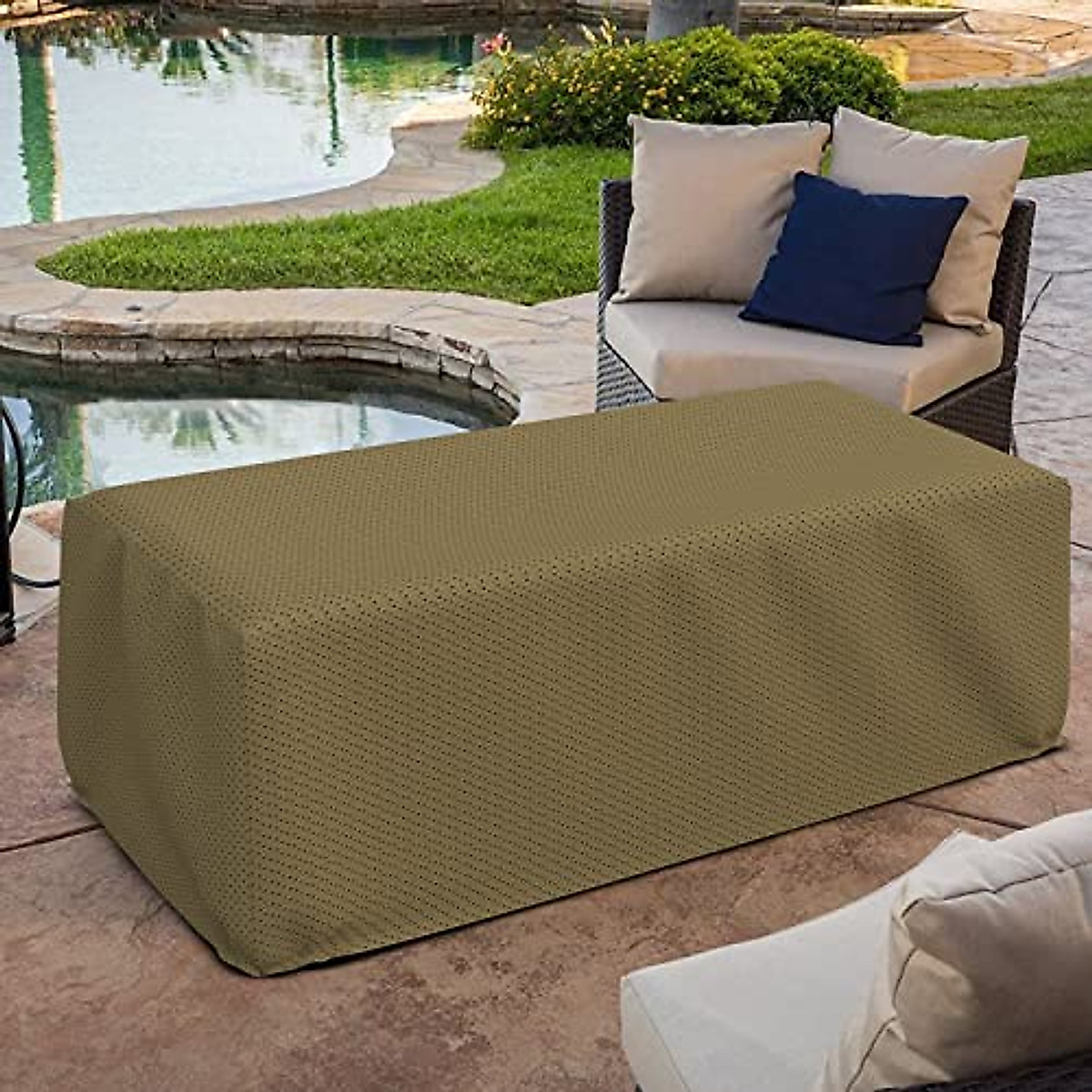 Covers & all Rectangle Fire Pit Cover with Elastic, 160 GSM Duro Pro UV Resistant Made of Breathable Non-Woven Fabric Ideal for Indoors/Outdoors (38" W X 28" D X 17" H, Brown)