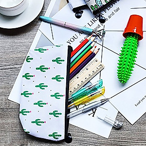 TecUnite 8 Pieces Pen Case Pencil Bag Canvas Pencil Pen Case Pen Holder Cosmetic Makeup Bag Set (Cactus Style)