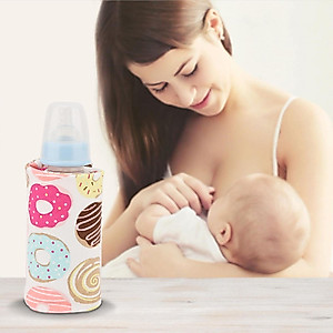 GOTOTOP Bottle Warmer Bag Bottle Warmer Case Milk Warmer Portable Cooler Bag with USB Charging Port for Baby Care(Donut)