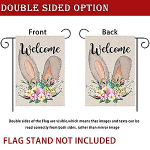 Spring Easter Ears Garden Flag for Outside 12x18 Double Sided Small Welcome Easter Eggs Garden Yard Flags Farmhouse Home Easter Garden Yard Outdoor Decor