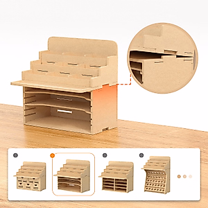 Bucasso Plastic Model Baking Rack, 4 Tier Paint Ink Bottle Paint Tool Storage Kit, MDF Material Model Tool Organizer, Craft Supplies Storage Rack for Tamiya/Gouda Paint and Miniature Model Tools, GK3