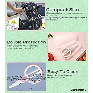 Artenny Kids Food Scissors, Ceramic Baby Food Scissors with Case Travel, Portable Toddler Food Scissors with Safety Lock (A)