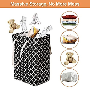 ELONG HOME Laundry Basket 2 Pack, Freestanding Laundry Hamper With Support Rods, Anti-dust Hampers for Laundry with Easy Carry Handles, Black
