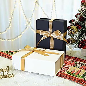 SENNAUX Gift Box 6PACK 11*8*3.5 Inches Gift Boxs with Lid Magnetic Closure Packaging Box Decorative Box with Ribbon for Christmas, Mother's Day, Father's day, Birthdays, Bridal Gifts, Weddings (6PACK-11''*8''*3.5'', Black)