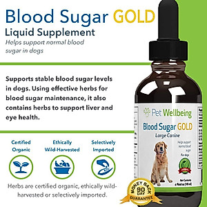 Pet Wellbeing - Blood Sugar Gold Value Size for Dogs & Cats - Natural Support for Healthy Blood Sugar Levels in Your Pet with Diabetes - 4 oz (118ml)