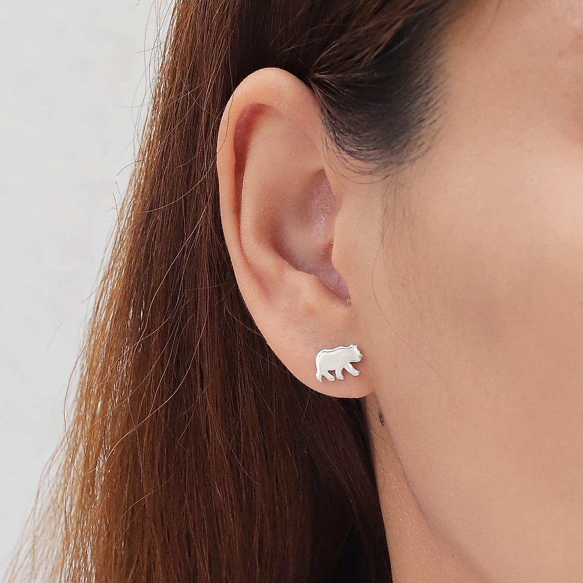 Boma Jewelry Sterling Silver Bear Stud Earrings