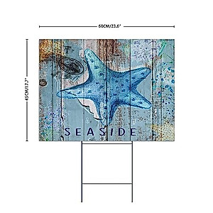 Nautical Beach Ocean Theme Underwater Starfish Yard Lawn Sign 18x24 Inch Summer Sea Animals Plants Personalized Yard Sign for Rent House Party Supplies Décor