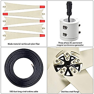 Nature’s Generator Wind Turbine Includes 100 Foot 12 AWG Cable, 5 Blades, Controller Box for Nature’s Generator, Land or Marine Use Day and Night