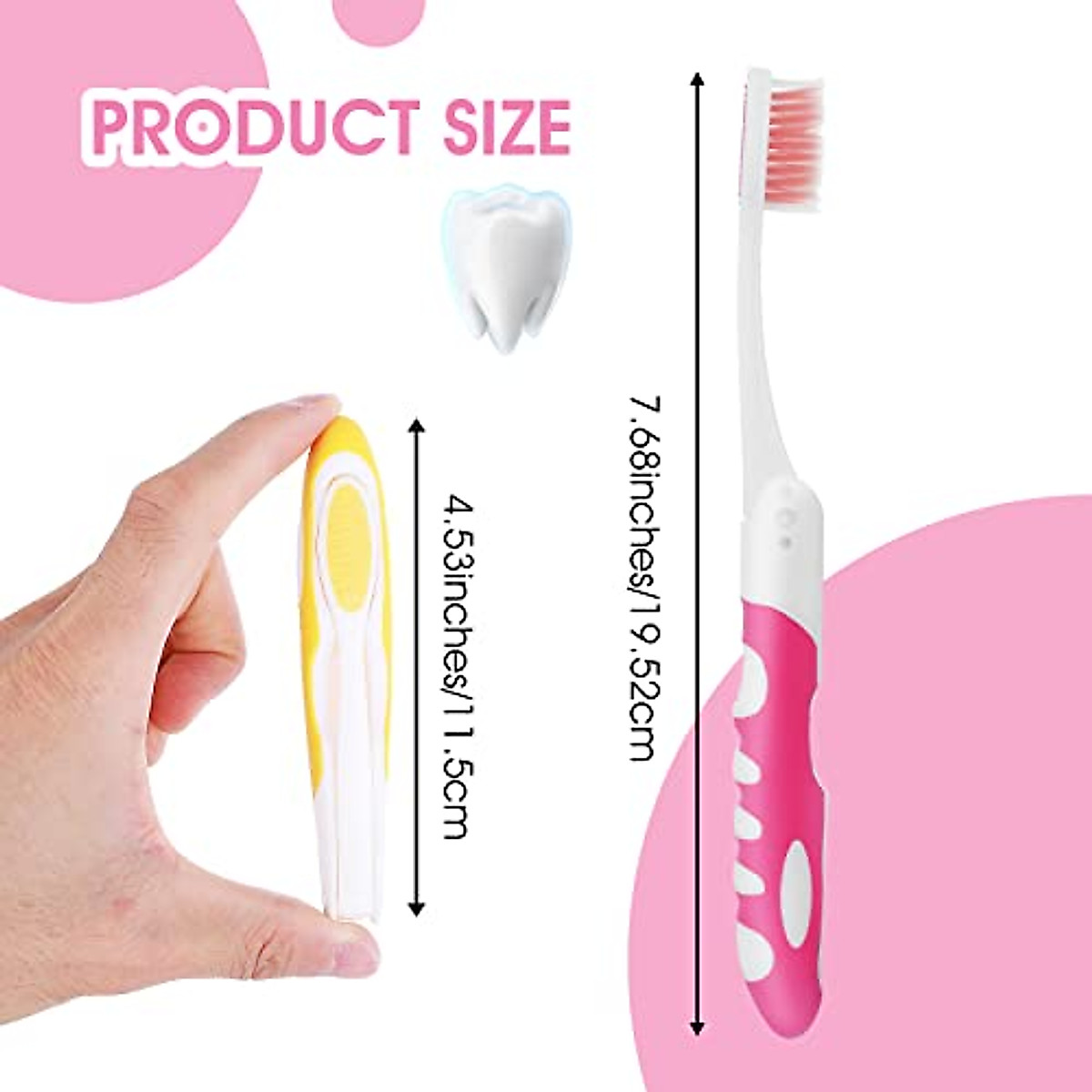 Sibba Travel Toothbrush, 4 Pack Folding Toothbrushes, Portable Soft Bristles Toothbrush with Box for Travel Camping Hiking School Home